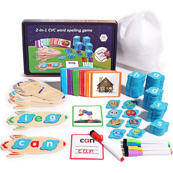 143 PCS Wooden CVC Word Games, Kindergarten Learning Activities ...