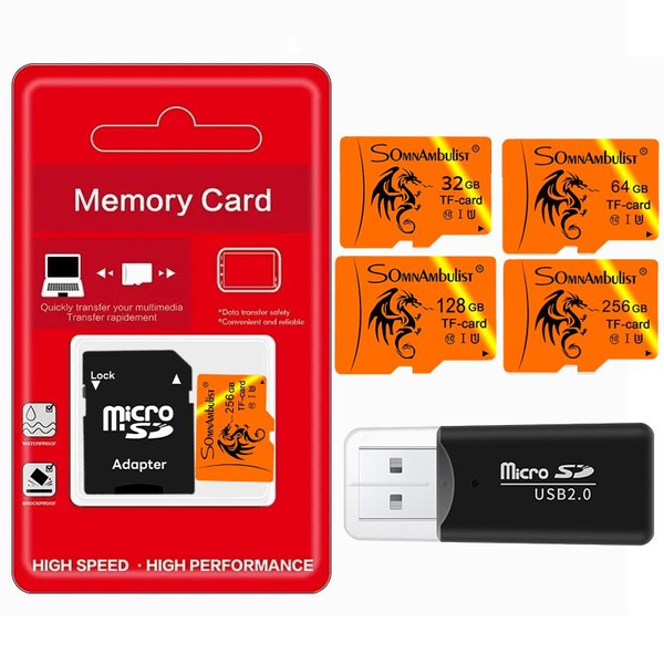 New SD Card 32GB-256GB Micro SDHC Memory Card HC Card Class 10 UHS-1 TF ...