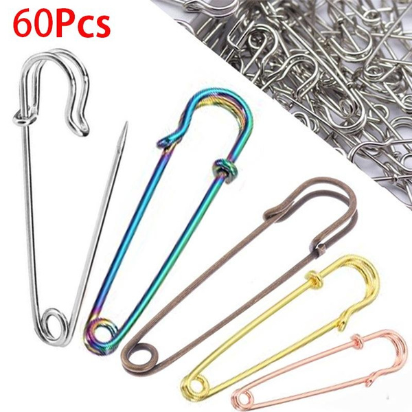 60Pcs Large Safety Pins 50-70mm Heavy Duty Blanket Pins Bulk Steel ...