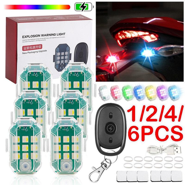 1/2/4/6PCS Wireless 7 Colors Remote Control Strobe Light RGB Led ...