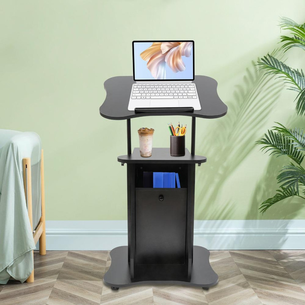 Floor Standing Pulpit Adjustable Height Lectern Podium w/ Wheels and ...