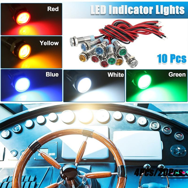 X AUTOHAUX 10pcs LED Metal Indicator Light 12-24VDC Waterproof Signal ...