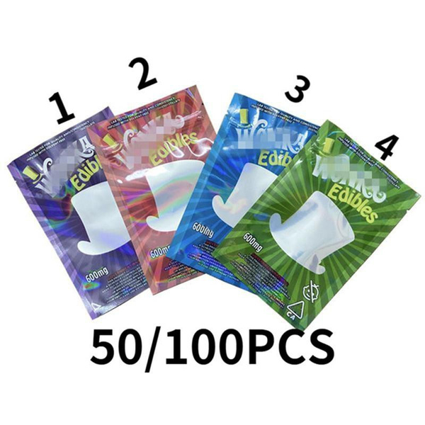 50/100pcs Empty Edible Packaging Bags 600mg Resealable Polyester Film ...