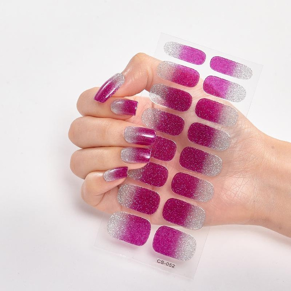 1PC(including 16 Small Stickers) Gradient Glitter Nail Stickers Gel ...