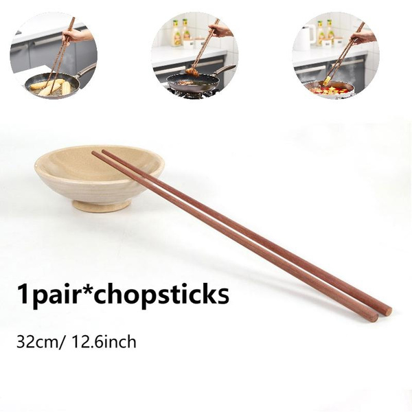 1 Pair 32cm Long Wooden Chopsticks Hot Pot Chopsticks Kitchen Frying ...
