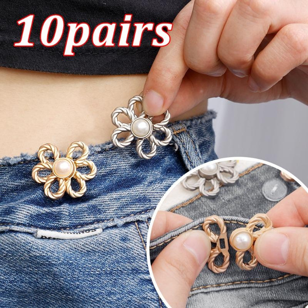 Pearl Flower Metal Jeans Button Snaps Detachable Pants Clips Buttons ...