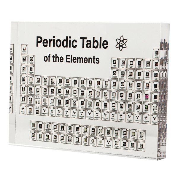 Clear Acrylic Ergonomic Periodic Table with Real Elements Inside ...