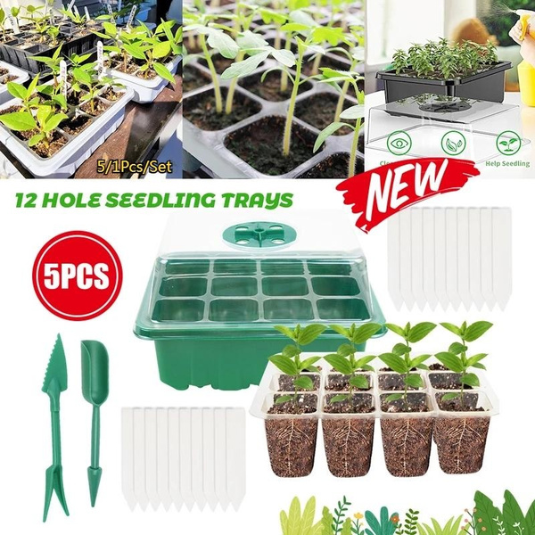 New 5/1Pcs/Set LED Nursery Pots Kit Humidity Plant Growing Tray Set ...