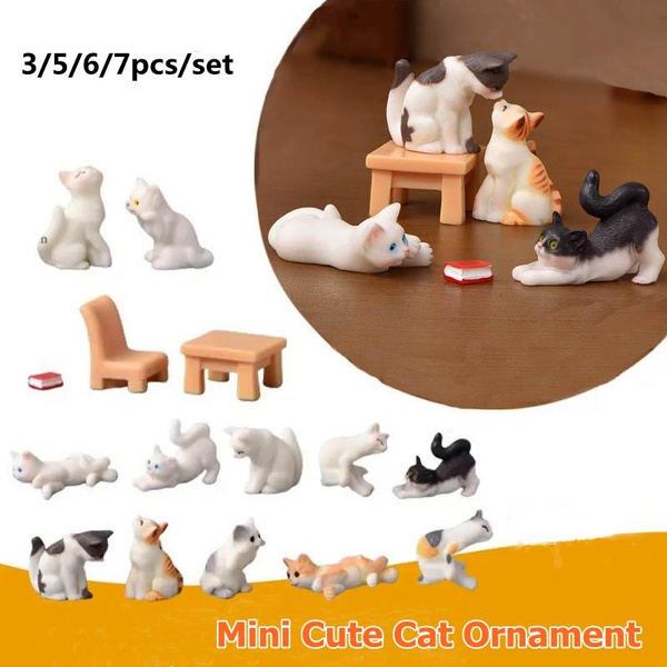 Resin Cats Ornament Figurine Cute Rabbit Set Miniature Fairy Garden ...