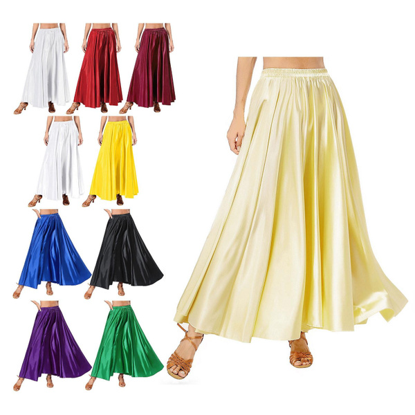 Women Big Swing Dance Skirt Satin Skirt Dance Practice Stage ...