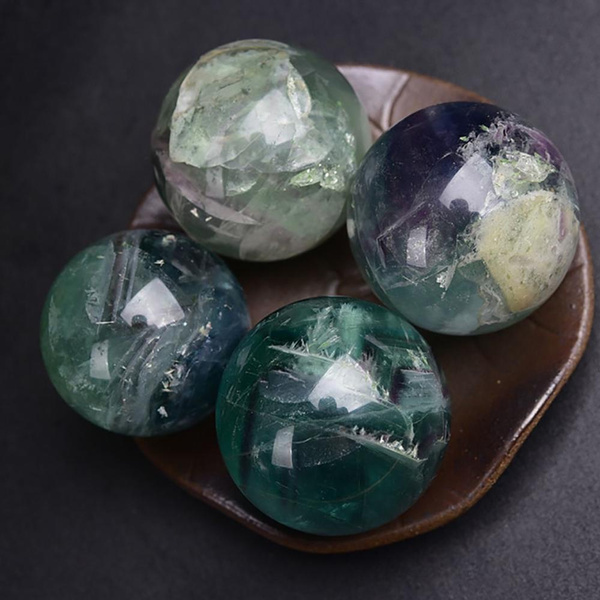 Natural Quartz Crystal Ball Color Fluorite Spheres Polished Massage ...