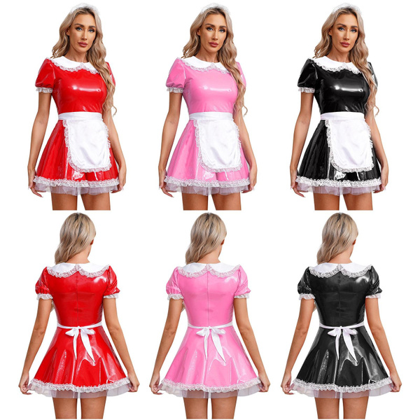Maid Cosplay Uniform Outfit French Apron Maid Servant Mini Babydoll ...