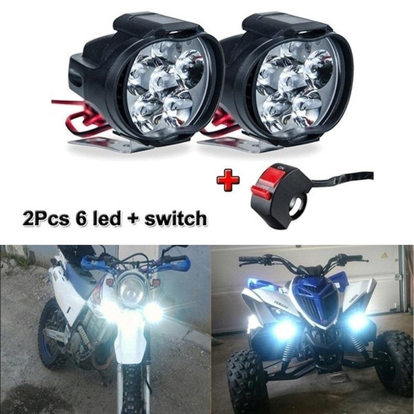 2Pcs 6LED Motorcycle Light Headlight Assembly with Switch Universal ...