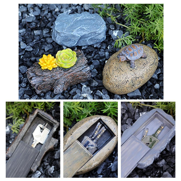 Stone Key Holder Concealed Compartment for Outdoor Key Storage Tree ...