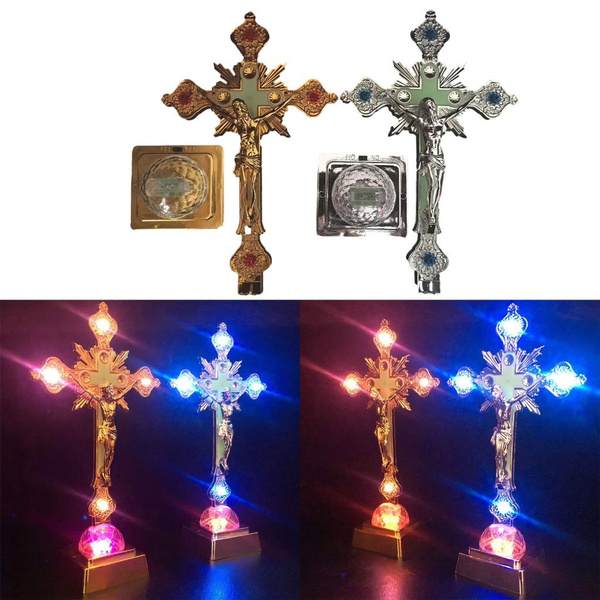 Cross Crucifix Station with LED Light Christian Catholic Statue ...