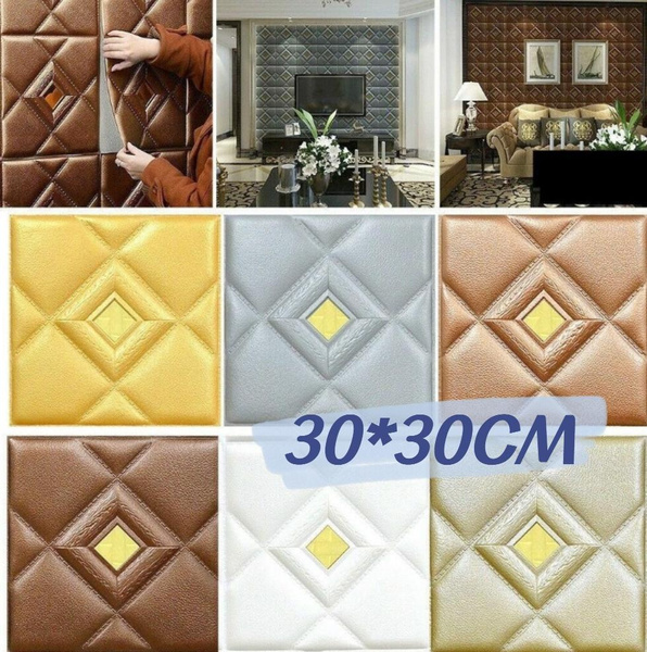 3D Soft Self-adhesive Wall Sticker DIY Bedroom Living Room Background ...