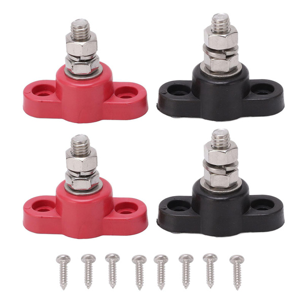 Battery Terminal Blocks 12V Post for Wiring 4Pcs for M8 Red Black 24V Ground Circuit Terminal ...