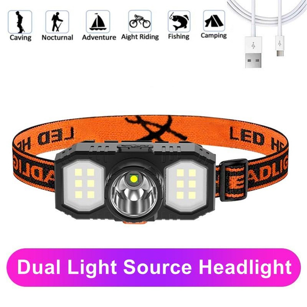 Outdoor Lighting COB Lamp Rechargeable Headlight Dual Light Source ...