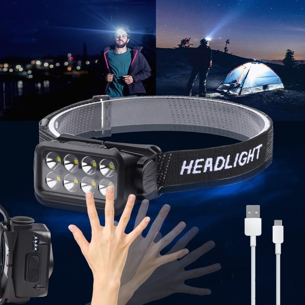 Motion Sensor Headlamp LED Headlamp Flashlight USB Rechargeable Waterproof Headlamp Flashlight ...