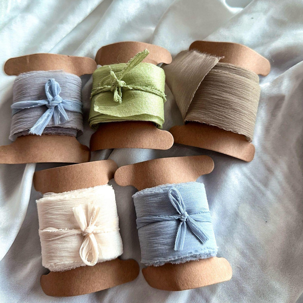 1/2/5/10 Rolls Hand Torn Raw Edge Silk Ribbon(1Roll=4cm*5M) DIY ...