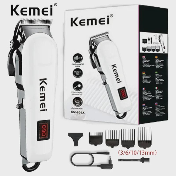 KEMEI Professional Men's Rechargeable Hair Clipper LCD Wireless Electric Shaver Styling Tool ...