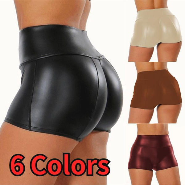 Women's Fashion High Waist Faux Leather Elasticity Shorts Street Style ... Women's Fashion High Waist Faux Leather Elasticity Shorts Street Style ...