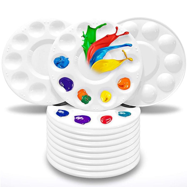 12pcs White Plastic Palette Round Shape Paint Tray for Holding and ...