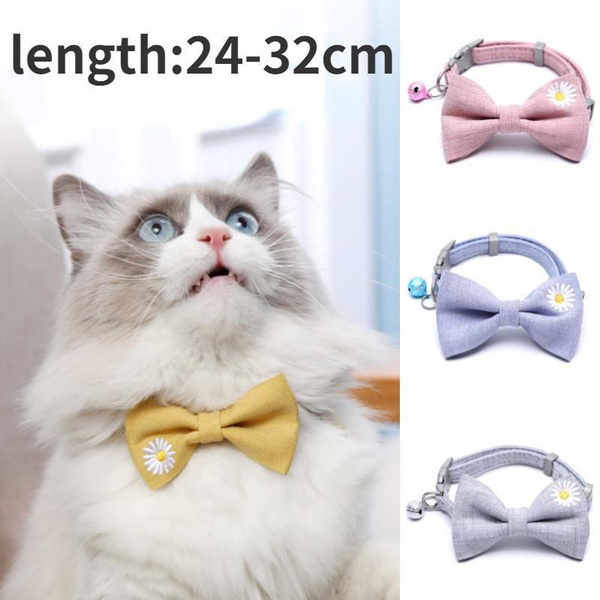 Bow-knot Cat Bell Collar Quilted Cotton Embroidery Lovely Pets Decor ...