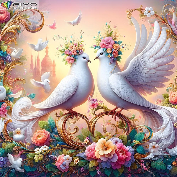 FIYO DIY 5D Dove of peace Diamond Painting Kit for Adults, Full Drill ...