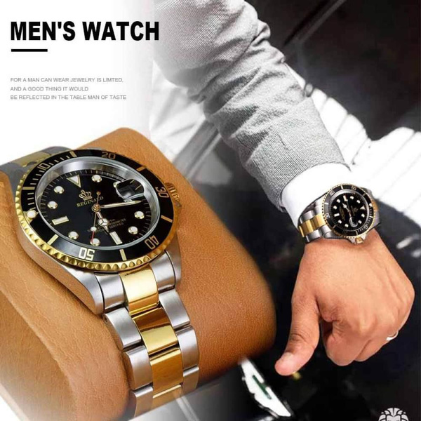 2024 Mens Fashion Watch Quartz Reginald Rotating Bezel Green Water ...