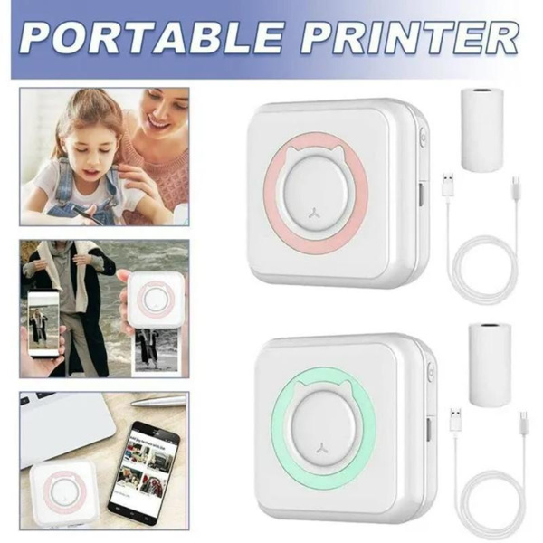 Portable Mini Thermal Printer Wirelessly Bt 203dpi Photo Label Memo