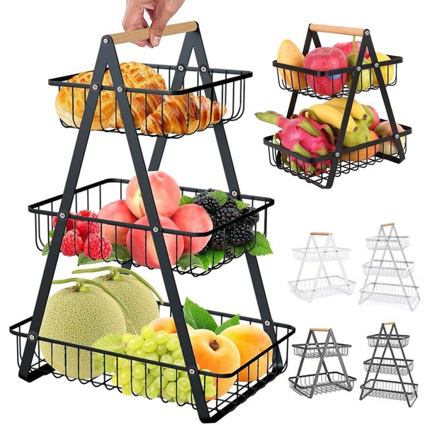 2/3 Tier Fruit Rack, Detachable Portable Fruit Basket Pantry Organizer ...