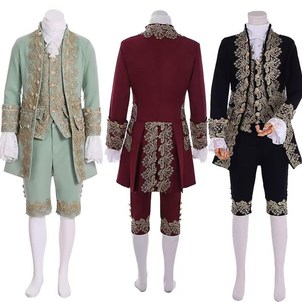 Mens Victorian Costume Suit Medieval Rococo Court Style Prince Cosplay ...