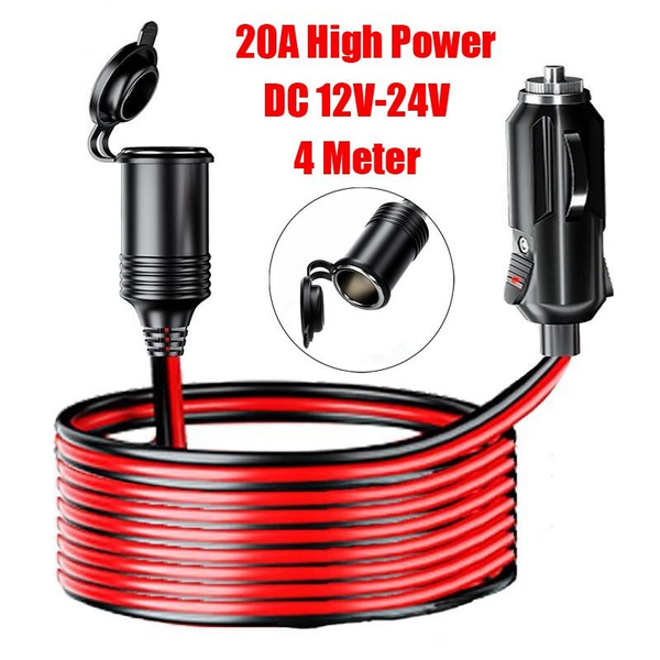 20A Car Charger Extension Cord 4M 12V-24V Car Splitter Female Socket ...