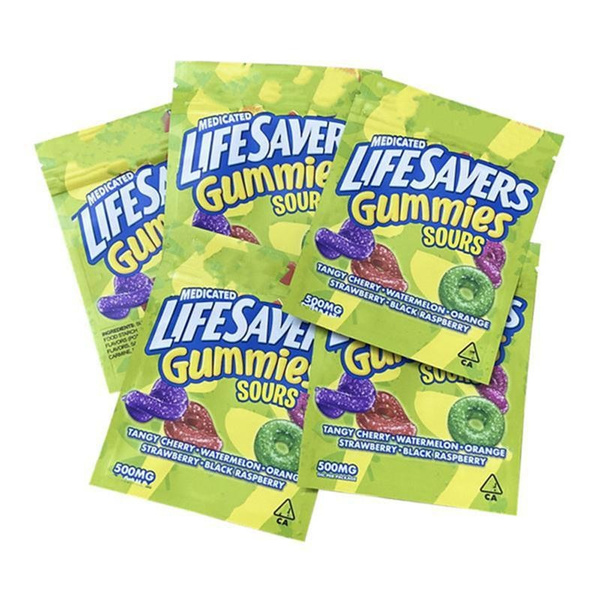 50/100Pcs Lifesavers Sours Gummies Mylar Ziplock Bags Resealable Smell ...