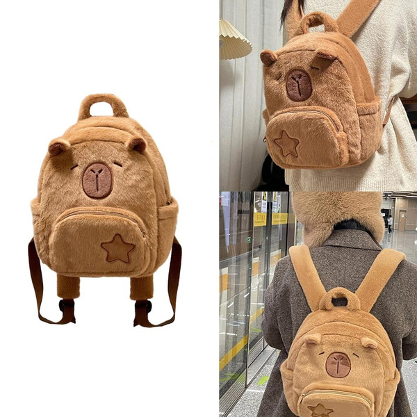 Women Plush Dolls Backpacks Teenages Capybara Backpacks Mini Knapsacks ...