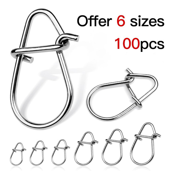 100pcs Hooked Snap Pin Stainless Steel Fishing Barrel Swivel Safety ...