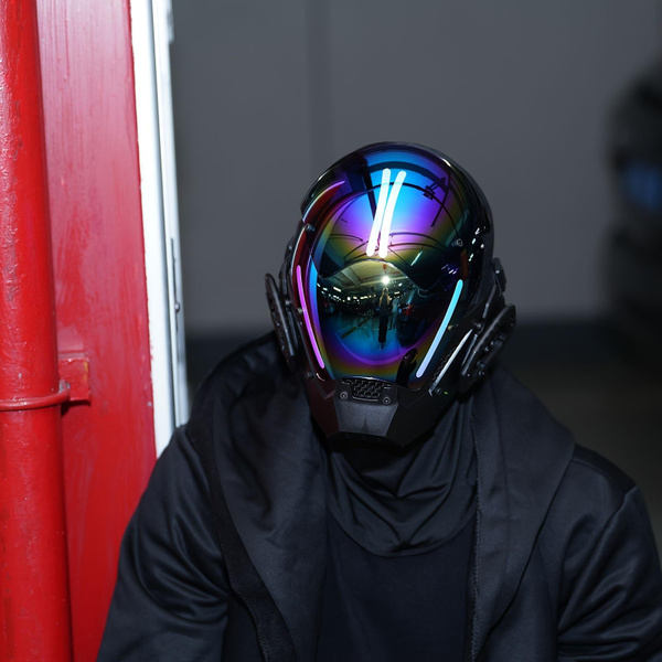 Cyber Cool Mecha Futuristic Mask, Breathable AB Color Headgear Dress Up ...