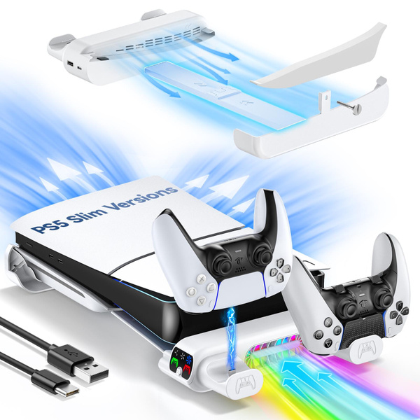 Horizontal Cooling Stand for PS5 Slim Disc & Digital Only, Dual PS5 ...