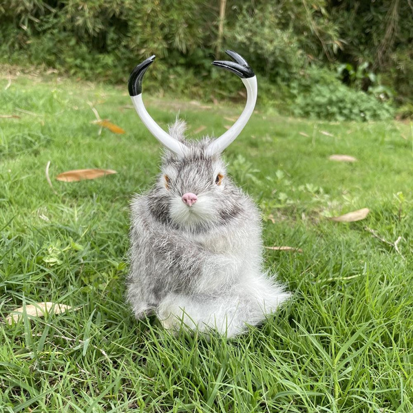 Gray realistic JACKALOPE rabbit taxidermy replica Figurine&Miniatures ...