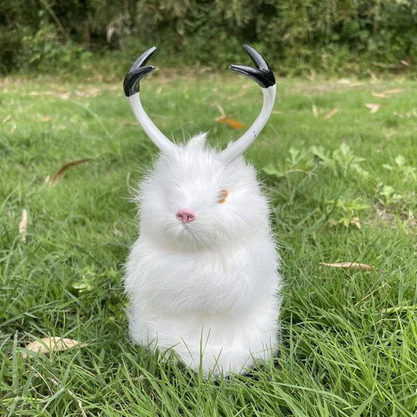 White realistic JACKALOPE rabbit taxidermy replica Figurine&Miniatures ...