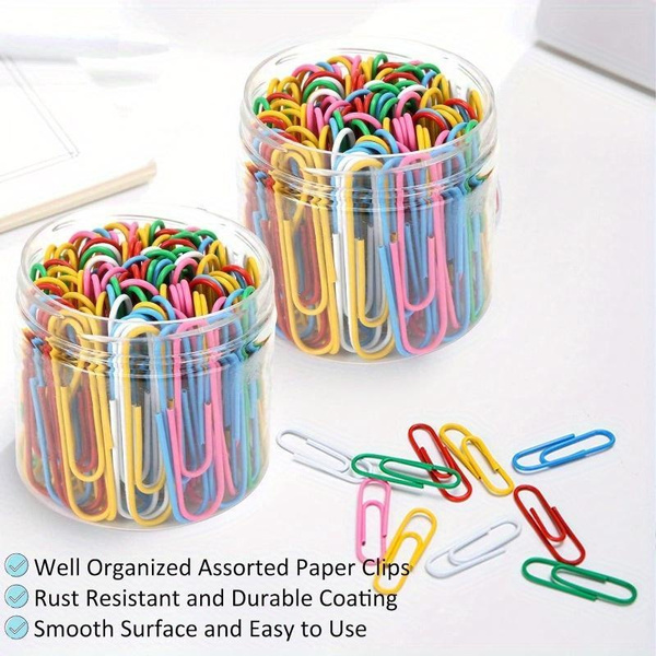 200Pcs/Box Metal Paper Clip Durable Rust Resistant Coated Paper Clips ...