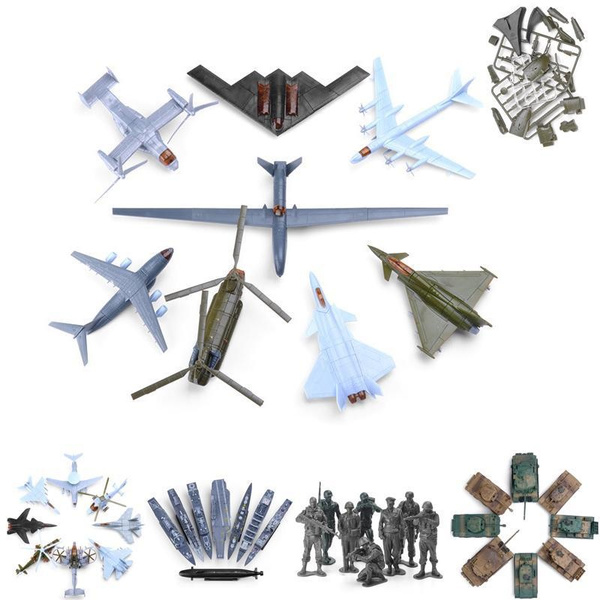 8Pcs/Set Assembly Military Model Fighter Aircraft Carrier Submarine ...