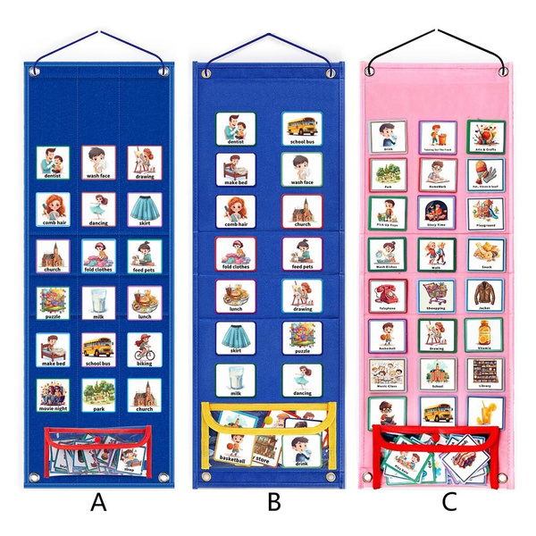 Kids Daily Schedule Chart 18+1 Pocket Visual Schedule Chart Visual ... Kids Daily Schedule Chart 18+1 Pocket Visual Schedule Chart Visual ...