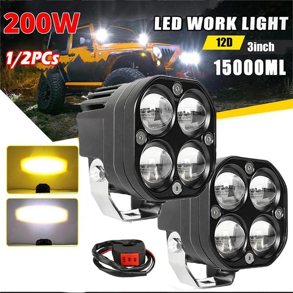 3 Inch Motorcycle LED Work Light White Amber Spotlight Fog Light for ...