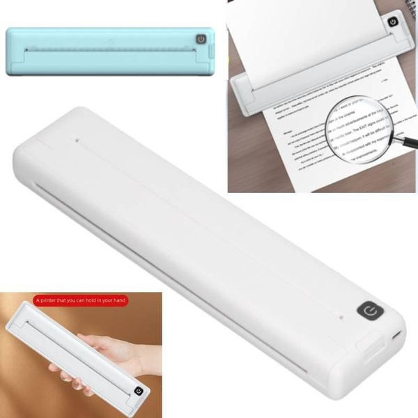 Blue/White A4 Thermal Printer 200dpi Portable Rechargeable Inkless ...