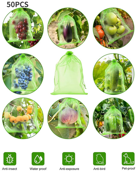 50pcs Fruit Protection Bags Anti-Bird Garden Netting Bags Strawberry ...