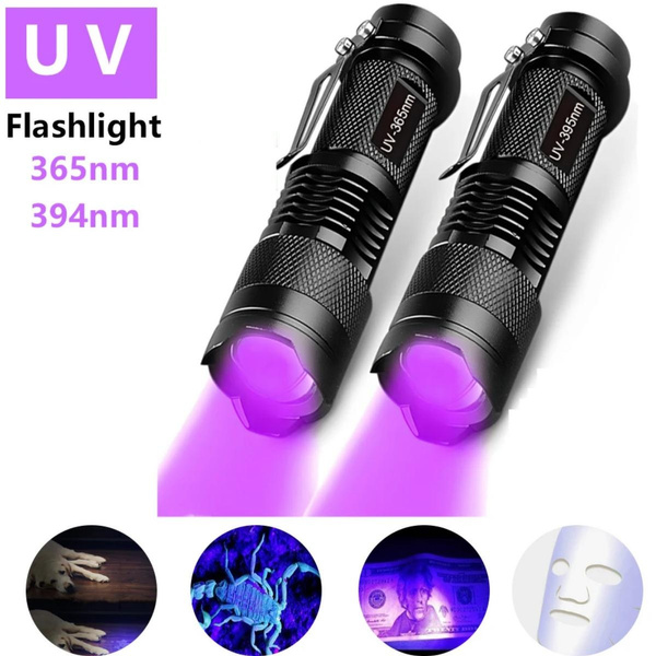 UV Flashlight LED Ultraviolet Torch Zoomable Mini Ultra Violet Lights ...