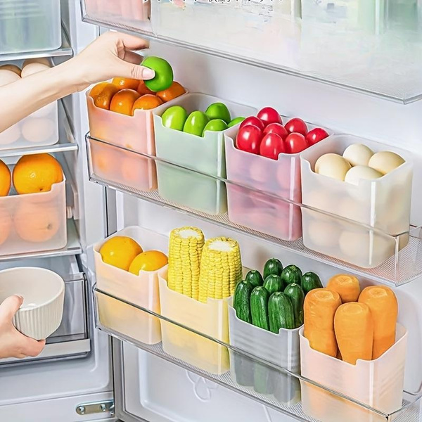 6pcs Large Portable Refrigerator Storage Bins Transparent Food Sorting ...