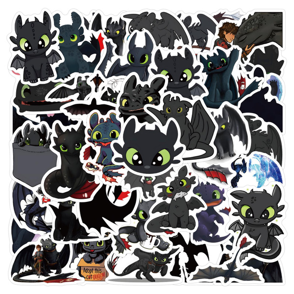 50PCS Cartoon Toothless Dragon Stickers Graffiti Stickers Skateboard ...